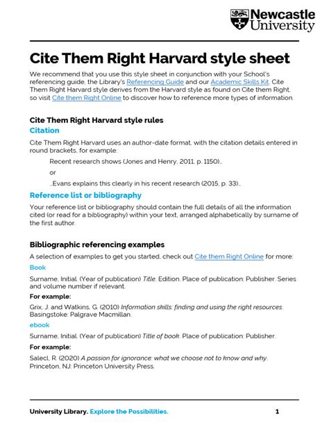 Harvard Referencing Style Pdf Citation