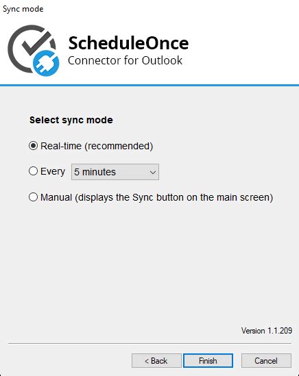 Outlook Connector Sync Modes OnceHub