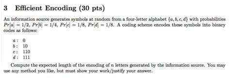 Solved 3 Efficient Encoding 30 Pts An Information Source