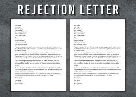 Rejection Letter Template Printable Rejection Letter Job Rejection