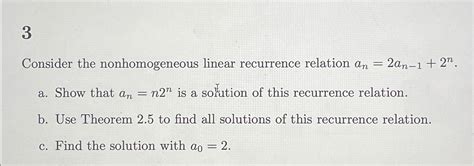 solved 3consider the nonhomogeneous linear recurrence