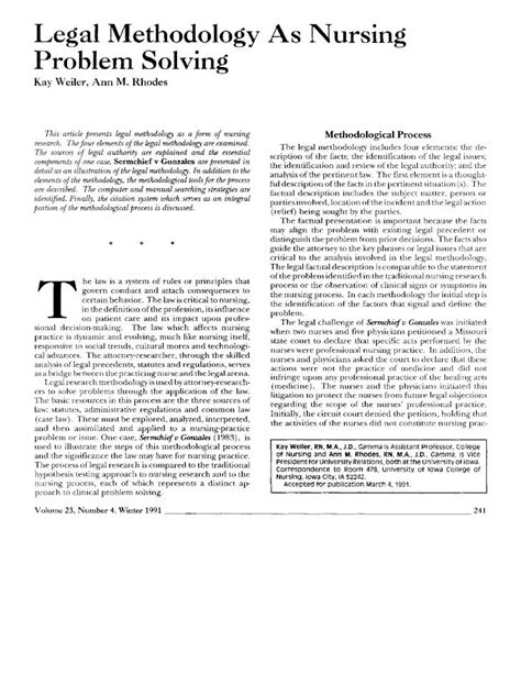 Pdf Legal Methodology As Nursing Problem Solving Dokumen Tips