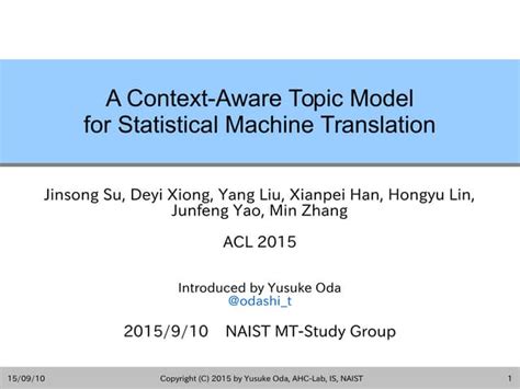 Paper Introduction A Context Aware Topic Model For Statistical