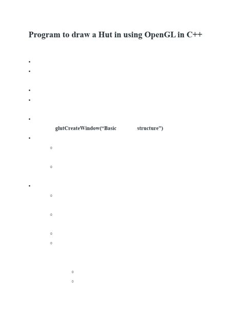 Program To Draw A Hut In Using Opengl In C Pdf Computer Engineering