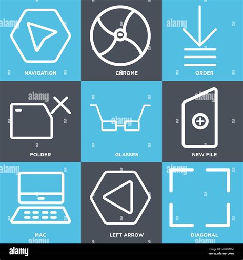 Set Of 9 Simple Editable Icons Such As Diagonal Left Arrow Mac New