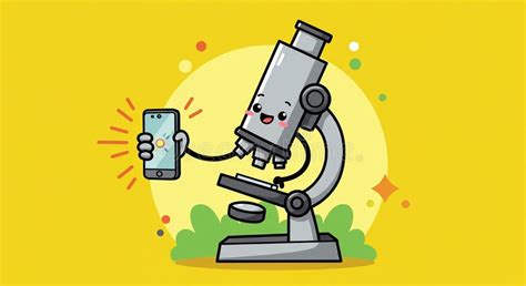 Cute Cartoon Microscope Designed With Anthropomorphic Features Holds