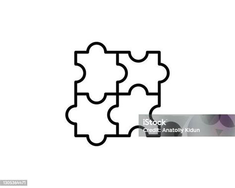 간단한 퍼즐 라인 아이콘 스트로크 픽토그램 흰색 배경에서 격리된 벡터 그림입니다 프리미엄 품질 기호 모바일 앱 및 웹 사이트에 대한 벡터 사인입니다 개념에 대한 스톡 벡터