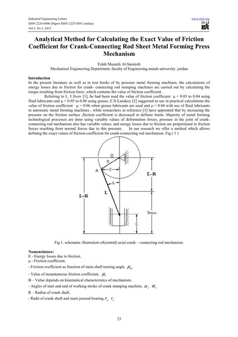 Pdf Analytical Method For Calculating The Exact Value Of Friction