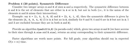 Solved Problem 4 20 Points Symmetric Difference Consider