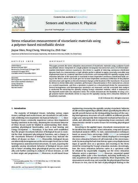 Pdf Stress Relaxation Measurement Of Viscoelastic Materials Using A