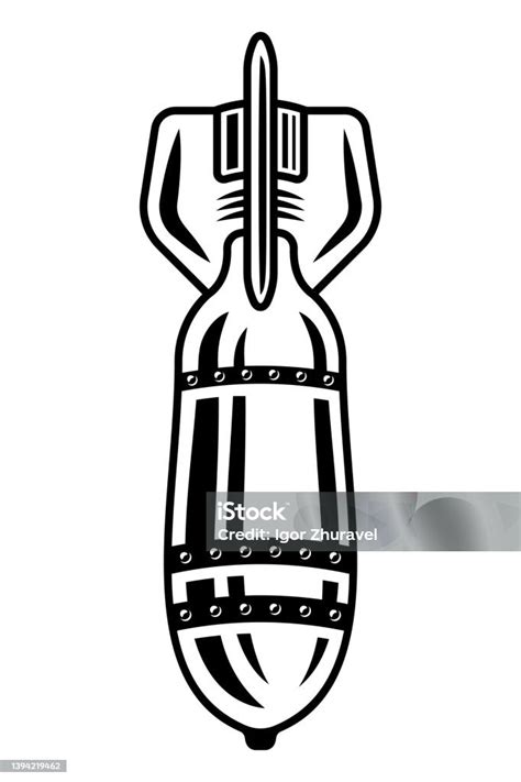 흰색 배경에 고립 된 빈티지 흑백 스타일의 공기 폭탄 벡터 일러스트 레이 션 군사에 대한 스톡 벡터 아트 및 기타 이미지 군사 디자인 무기 Istock