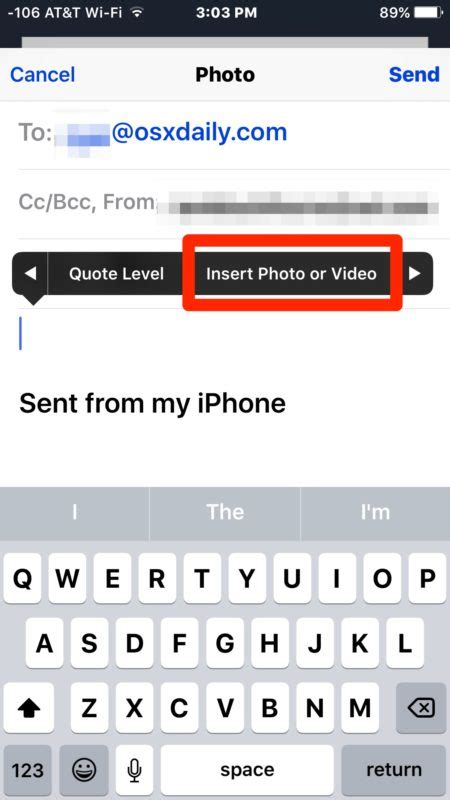 attach a photo to a mail message on iphone ipad and ipod touch