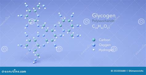 Glycogen Polysaccharide Molecular Structures 3d Rendering