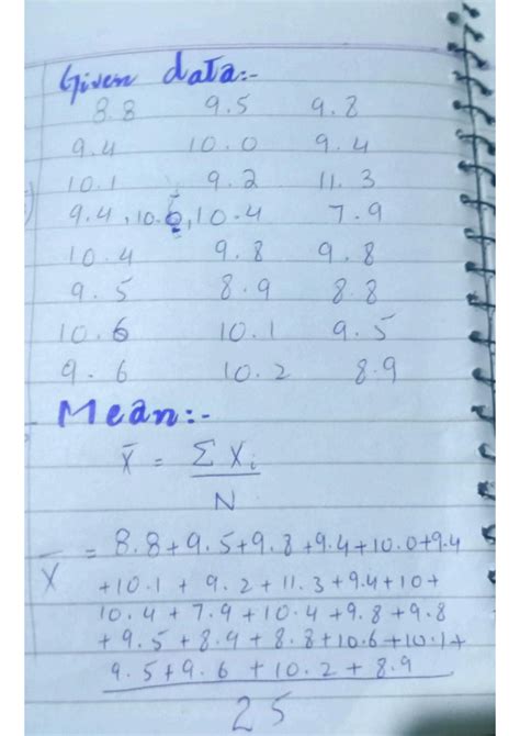 Solution Mean Standard Deviation Coefficient Of Standard Deviation