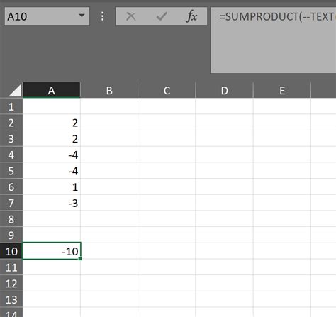 Excel Sum The Result Of Every Rows If The Result Is Negative Stack Overflow