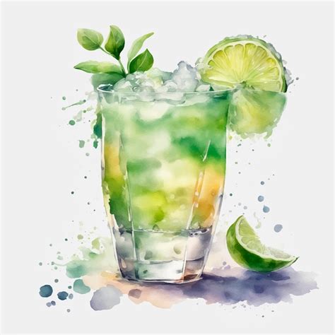 Premium Vector Tropical Cocktail Watercolor Illustration