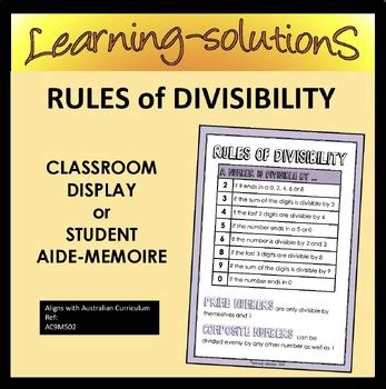 DIVISIBILITY RULES With PRIME And COMPOSITE Definitions By Learning