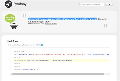 Résolu bUG SYMFONY Impossible to access an attribute category on a null variable in par