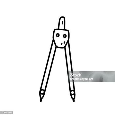 흰색 배경에 분리된 나침반을 그립니다 학용품 낙서 스타일의 벡터 손으로 그린 그림입니다 로고 장식 다양한 디자인에 적합합니다 건축에 대한 스톡 벡터 아트 및 기타 이미지