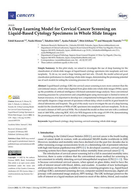 Pdf A Deep Learning Model For Cervical Cancer Screening On Liquid Based Cytology Specimens In