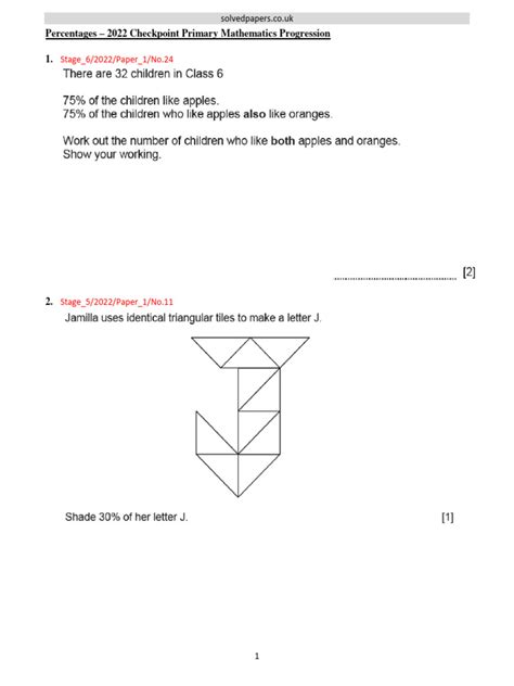 2022 Percentages Checkpoint Primary Progression Pdf