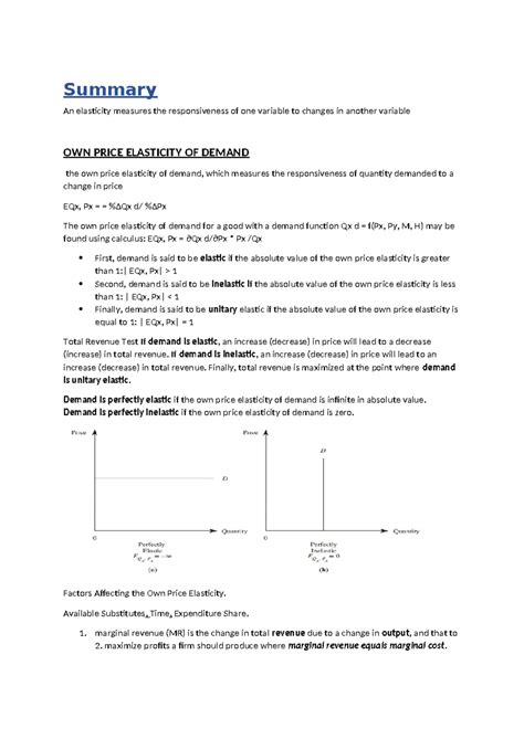 Elasticity Notes Summary An Elasticity Measures The Responsiveness Elasticity Notes Summary An Elasticity Measures The Responsiveness