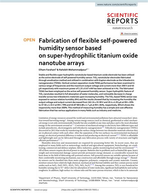 Pdf Fabrication Of Flexible Self Powered Humidity Sensor Based On Super Hydrophilic Titanium