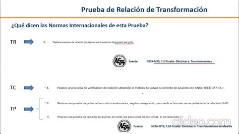 Normas Aplicadas A La Prueba De Relación De Transformación Ttr En