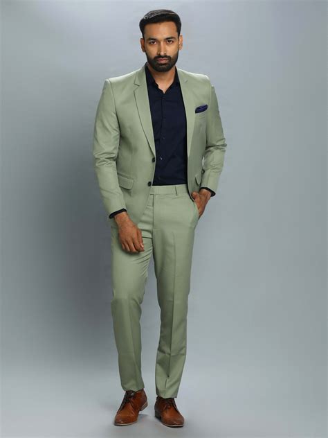 Rent Stylish Light Green Subtle Formal 2 Piece Suit Wear