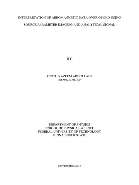 interpretation of aeromagnetic data over gboko using source parameter