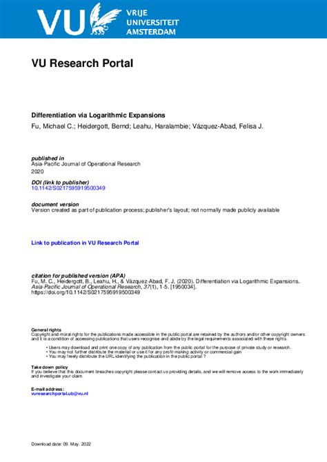 Pdf Differentiation Via Logarithmic Expansions