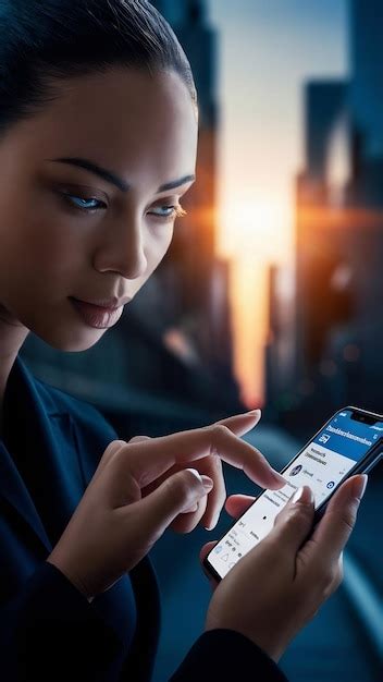 Female Touching Smartphone With Linkedin App Premium Ai Generated Image Female Touching Smartphone With Linkedin App Premium Ai Generated Image