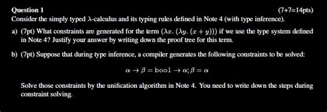 Solved Question 1 7714pts Consider The Simply Typed