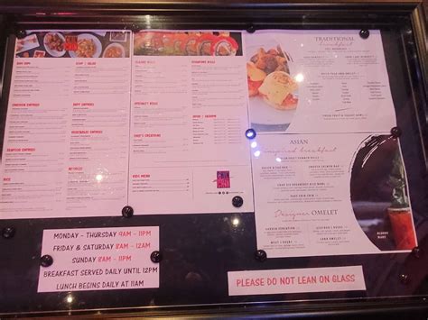 Menu At Chin Chin Las Vegas Restaurant Las Vegas