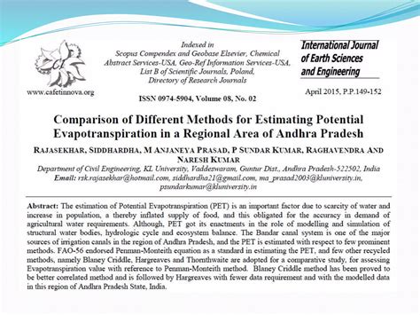 Comparison Of Different Methods Of Estimating Potential