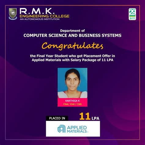 Rmkec Csbs On Linkedin Hearty Congratulations To Ms Karthiga K Batch 2020 24 Csbs Rmk