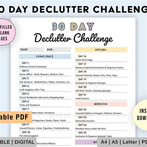 Printable Digital Declutter Checklist Etsy