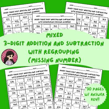 MIXED Three Digit Addition And Subtraction With Regrouping Missing Number