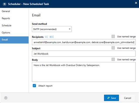 schedule batch reports using the jet excel add in jet