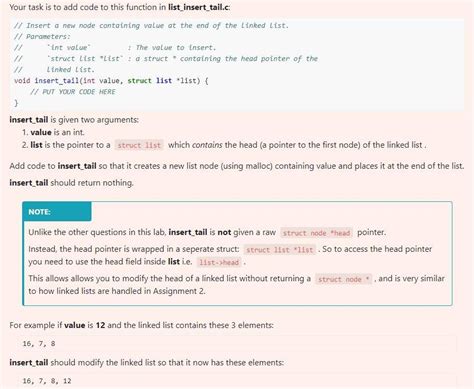 Solved Insert An Element At The Tail Of A Linked Listyour