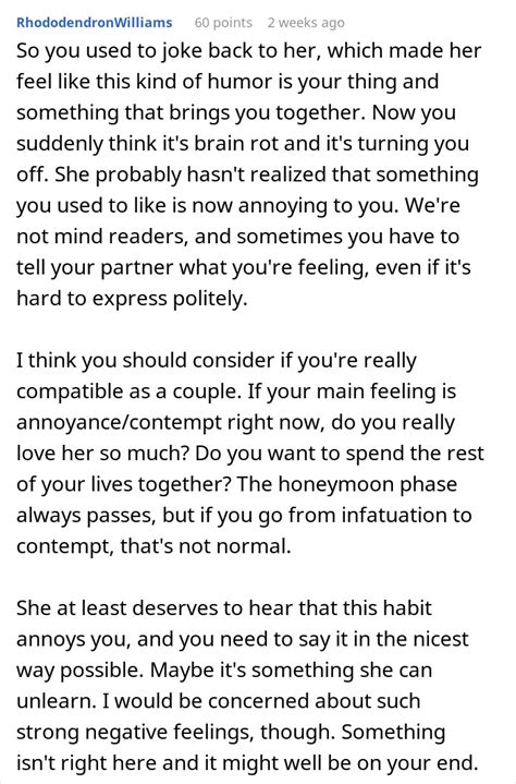 Man Cant Find The Words To Tell His GF Her Brain Rot Language Is Making Her Unattractive