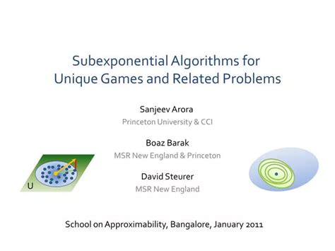 PPT Subexponential Algorithms For Unique Games And Related Problems PowerPoint Presentation
