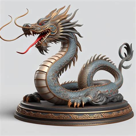 Premium Photo Dragon Statue Render 3d Blue Skin