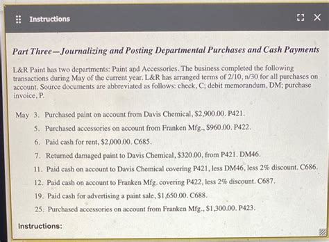 solved part three journalizing and posting departmental