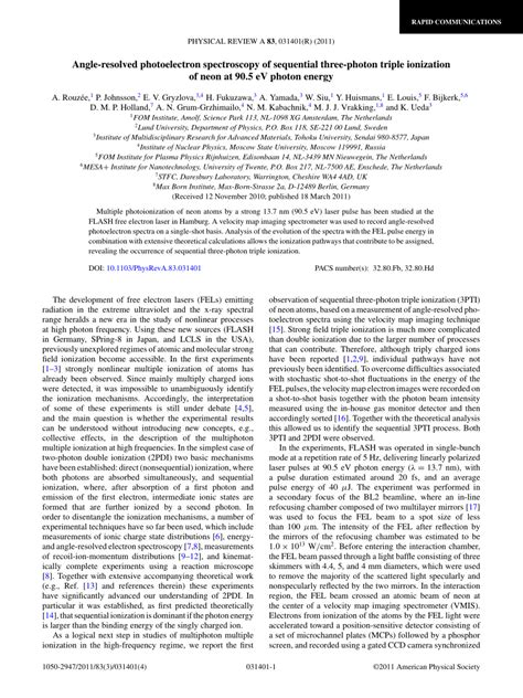 Pdf Angle Resolved Photoelectron Spectroscopy Of Sequential Three