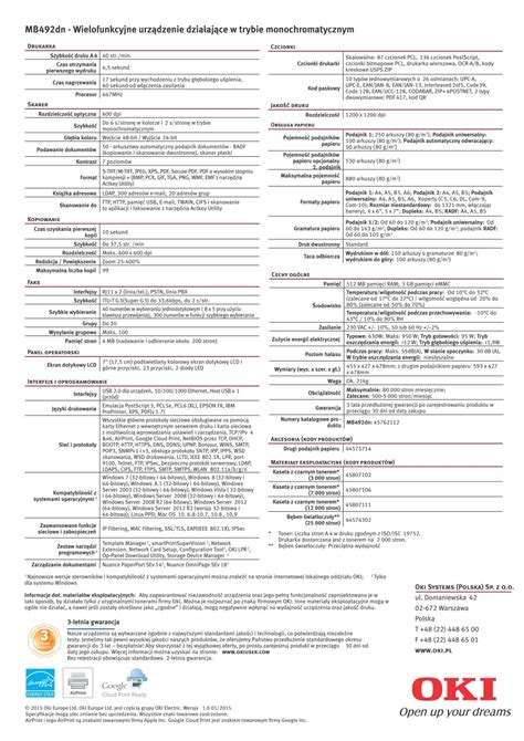 Oki Mb492dn 45762112 Urządzenie Wielofunkcyjne