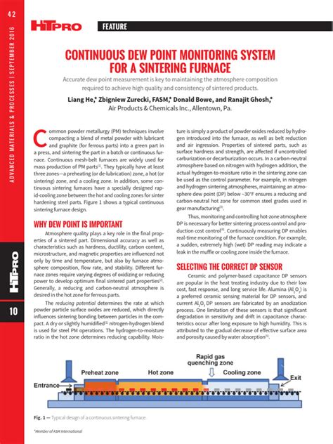 Continuous Dew Point Monitoring System For A Sintering Furnace Pdf Sintering Ceramics