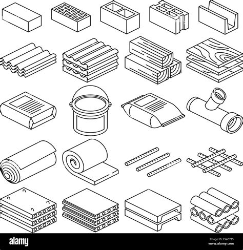 Building And Construction Materials Vector Linear Icons Building And