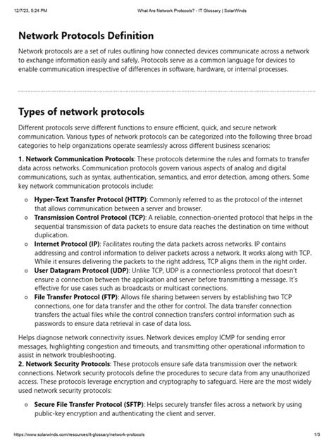 What Are Network Protocols It Glossary Solarwinds Pdf Osi Model