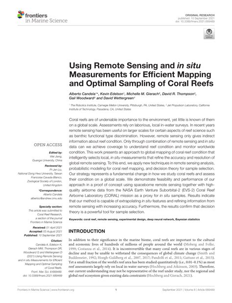Pdf Using Remote Sensing And In Situ Measurements For Efficient Mapping And Optimal Sampling